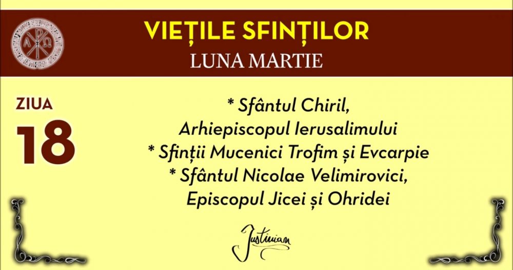 Viețile Sfinților – martie, ziua 18 - Chilia "Buna-Vestire"